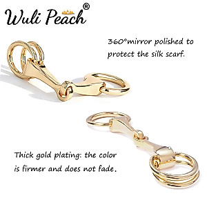 WULI PEACH Horsebit Scarf Ring, Vacuum Plating Stainless Steel eggbutt Equestrian Neck Horsebit Scarf Ring Belt Buckle (Gold+PE Box)