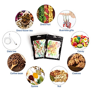 Bezall 100Pcs Mini Resealable Mylar Bags with Window, Smell Proof Zip Lock Food Storage Bags Foil Pouch for Packaging Small Business Candy Sample Jewelry (Black, 3x4.7 Inches)
