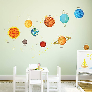 DECOWALL DAT-1501T The Solar System Wall Stickers Wall Decals Peel and Stick Removable Wall Stickers for Kids Nursery Bedroom Living Room