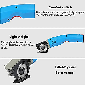 RESHY Portable Electric Cordless Rotary Fabric Cutter with 50mm Rotary Blade Rechargeable Hand-Held Fabric Cutting Machine Electric Scissors for Cutting Multi-Layer Fabric and Leather