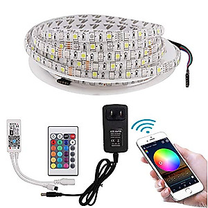 Xunata LED Strip Lights, 16.4ft WiFi Wireless Smart Phone Controlled Non-Waterproof RGBWW Light Strip Kit 5050 LED Lights, Working with Android and iOS System, Alexa, Google Assistant