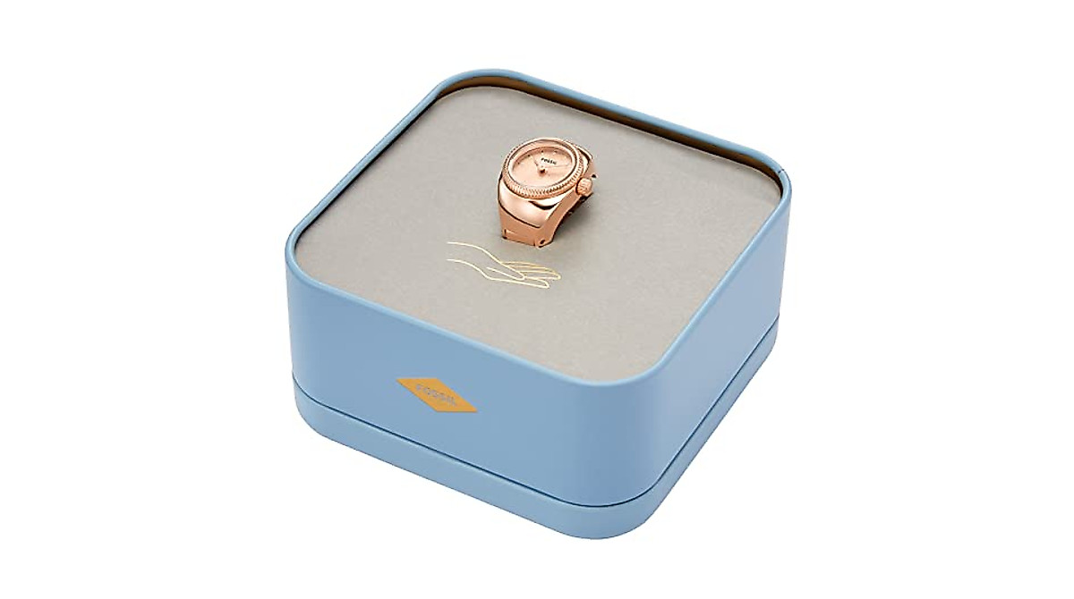 Fossil Women's Quartz Stainless Steel Two-Hand Watch Ring, Color: Rose ...