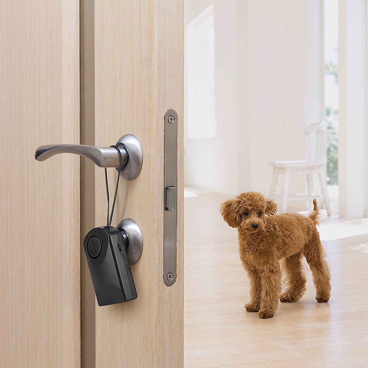 Door Handle Alarm, Home Security Touch Door Sensor 120db Anti Theft Security Alarm Door Knob for Home/Office/Shop/Bank