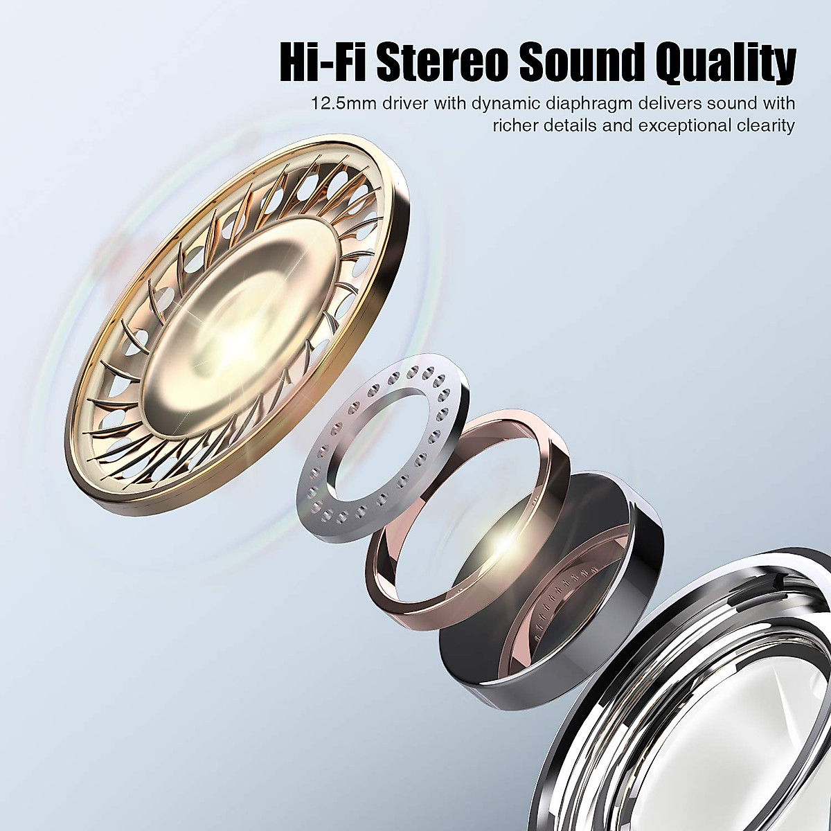 [2021 Upgraded]Wireless Earbuds Bluetooth 5.0 Earphones 4 Mics ENC Noise Cancelling for Call,Hi-Fi Stereo Sports Earbuds,IPX7 Waterproof,32 Hrs Playback Wireless Charging for iPhone and Android,White