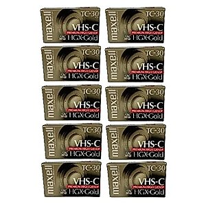 MAXELL LOT 10 NEW FOR PANASONIC, JVC, FUJI, SONY, TC-30 VHS-C VIDEO TAPES CASSETTE TC-30 TC30