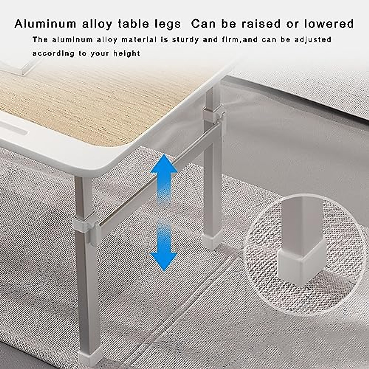 GEIRONV Movable Computer Desk, Bedroom Reading Learning Small Table with Drawers and Bookshelf Adjustable Multifunctional Folding Table (Color : White, Size : 60x40CM)