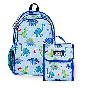 Wildkin 15 Inch Kids Backpack Bundle with Lunch Bag (Dinosaur Land)