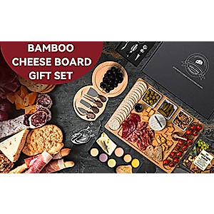 CHOMKIT Charcuterie Boards Set, Premium Bamboo Cheese Board and Knife Set, Meat/Cheese Tray, 23 Entertaining Accessories, Gift for Christmas, Housewarming, Anniversary