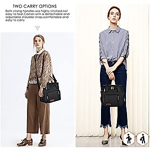 MIYCOO Lunch Bag for Women Men Double Deck Lunch Box - Leakproof Insulated Soft Large Lunch Cooler Bag, (Black,15L )