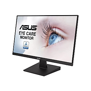 ASUS 23.8” 1080P Monitor (VA247HE) - Full HD, 75Hz, Adaptive-Sync/FreeSync™, Low Blue Light, Flicker Free, Eye Care, VESA Mountable, Frameless, HDMI, DVI, VGA, Tilt Adjustable, 12.8"x21.3"x1.9", Black