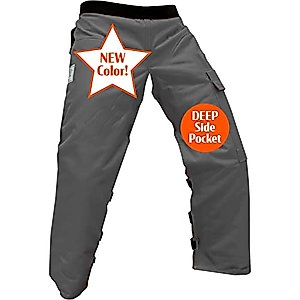 FORESTER Chainsaw Apron Chaps with Pocket & Adjustable Belt (37" Grey)