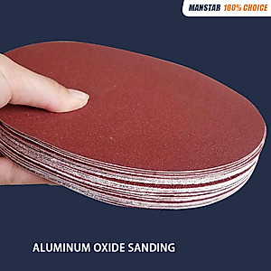 18 PCS 12-Inch Assorted PSA Aluminum Oxide Sanding Disc,NO-Hole Self Stick