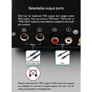 Topping E50 Mini HiFi DAC ES9068AS DSD512 PCM768kHz USB DAC USB/Coax/Opt Inputs RCA/TRS Outputs Decoder for Home Theater Game Music Black