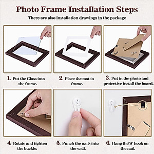 Picture Frame Set Wall Photo: 10 Variety Pack Rustic Wood Photo Frames with Real Glass and Mat Lightweight Matted Gallery Picture Frames Bulk for Wall or Tabletop Including 8x10 5x7 4x6 Walnut Brown