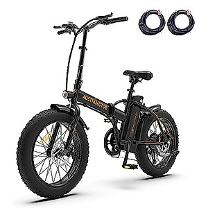 aostirmotor 500W Folding Electric Bike for Adults 20''×4''Fat Tire Electric Bike 36V 13AH Removable Lithium Battery Adult Electric Bicycles, 25MPH E Bike for Adults, Shimano 7 Speed Ebike (Black)
