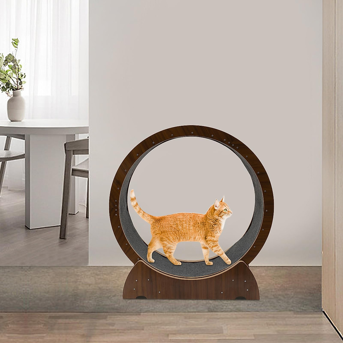 39.3in Cat Exercise Wheel, Large Cat Treadmill with Silent Carpeted Runway, Kitty Pet Sport Furniture Toy, Fitness Weight Loss Device for Indoor Cats (39.3 * 11.8 * 42.1IN)