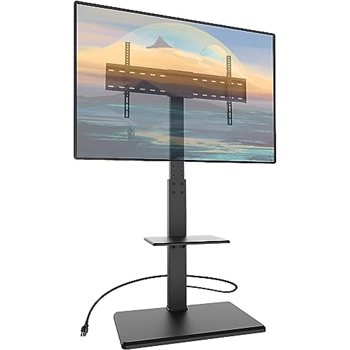 TV Floor Stand with Power Outlet & AV Shelf Universal Tall Corner TV Stand for 32-70 inch TV Viewing Angle Adjustment Height Adjustment Max VESA 600 * 400 Black