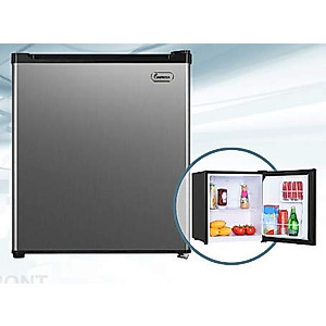 Impecca Compact Refrigerator Reversible Door Classic Refrigerator, Single Door All-Refrigerator Mini Fridge, 1.7 Cubic Feet, Stainless