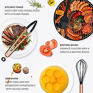 BBN Silicone Cooking Utensils Set, 17Pcs Silicone Kitchen Utensils Set, Non-Stick Silicone Utensils for Cooking, Heat Resistant Cooking Utensil Sets, Rose Gold Kitchen Accessories