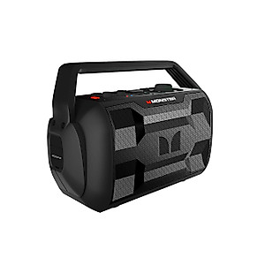 Monster Nomad | Portable Indoor/Outdoor Bluetooth and NFC Speaker, 30 Watts of Powerful Premium Sound, 30 Hours of Playtime, IPX4 Water Resistant, USB Port and Microphone/Guitar Input (Black)