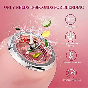 Smoothie Bullet Blender with 6 Sharp Blades, Personal Mini Blender for Shakes and Smoothies with 3 Adjustable Speeds, Blender for Kitchen with blending and grinding, BPA-free 3 Travel Cup & 27oz Mason Cup