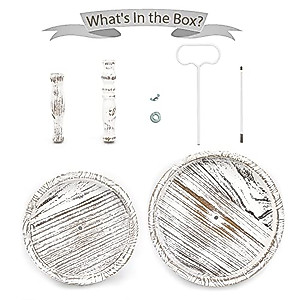 2 Tiered Tray Stand for Decor, Rustic Wooden Farmhouse Decorative Tray for Home Coffee Table Kitchen Counter by Witsbrez (White Wash)