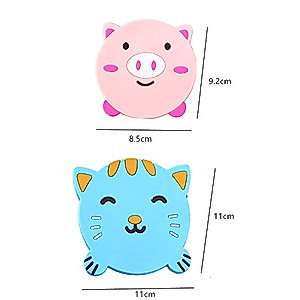 5Pcs Cute Animals Silicone Coasters Creative Coffee Drink Cup Mat Sets for Drinks Anti-Skid Beverage Holder Pad Chic for Office Home Bar Accessories Home Kitchen Decor Gifts
