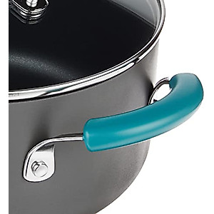 Rachael Ray Classic Brights Hard Anodized Nonstick Cookware Pots and Pans Set, 15 Piece - Agave Blue