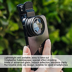 Mobile Camera Lens, Cell Phone Camera Lens Octahedral Kaleidoscope Multi Image External Filter Lens for Smart Phone