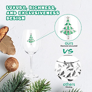 Vipush Christmas Wine Glasses Set of 2-19 Oz Drinking Cups with Snowflake Crystal Xmas Holiday Wineglass Gift Winter Glassware Diamond-encrusted Cups