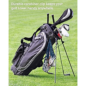 Yun Nist Golf Towel Christmas Snowman Snowflake Blue,Waffle Pattern Microfiber Club Cleaner Golf Towels with Carabiner Clip for Women Men Dad,Winter Snow Golf Towel for Golf Bags Accessories,24x16in