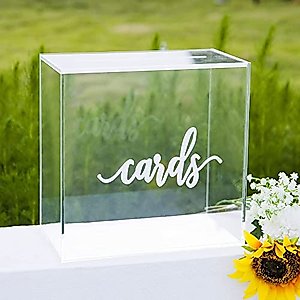 WHSLILR 10” Acrylic Card Box - Wedding Card Box for Reception, Birthday, Party, Money Box, Wishing Well, Graduation Party, Elegant Large Clear Card Box