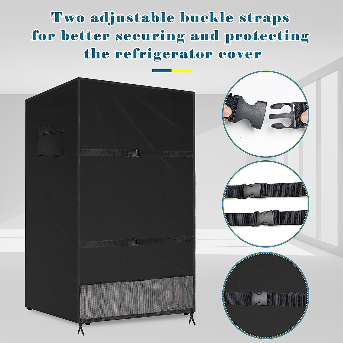 COITEK Outdoor Refrigerator Cover, Waterproof Upright Mini Upright Freezers Cover, Beverage Beer Refrigerator Protection Cover for most 3.0 Cubic Compact Mini Freezer (Black, 22''Lx23''Wx34''H)
