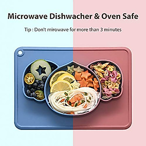 Suction Plate for Babies, Non-Slip Feeding Silicone Placemat for Babies Infants Toddlers Kids Dishes, Stick to High Chair Trays and Table,Microwave Dishwasher Safe (Cute Koala, Baby Blue)