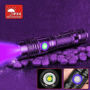 DARKBEAM UV 395nm Flashlight USB Rechargeable, Wood's lamp Black Light, Handheld Ultraviolet LED Portable with Clip, Resin Curing/Spot Scorpions/Fluorescer/Detector for Pet Dog Urine