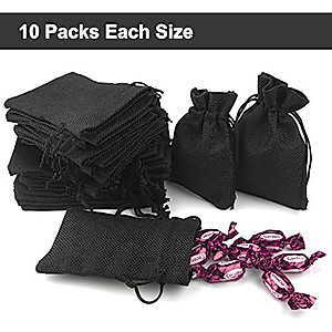 ADVcer Burlap Drawstring Bags Set, 5.5 x 4 and 4.8 x 3.5, Sacks 20 for Small Favor, Gift, Treat, Goodie, Party, Jewelry, Little Sachet, Coffee Bean, Mini Decor, Craft, Candy, Tea Storage (Black)