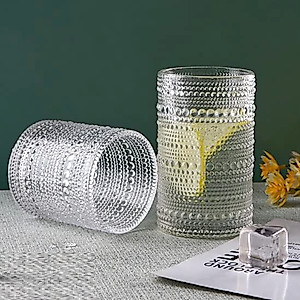 8-Piece Vintage Glassware Drinking Glasses Set with Old Fashioned Glass for Water, Beer, Soda, and Beverages, Dishwasher Safe, Small and Large