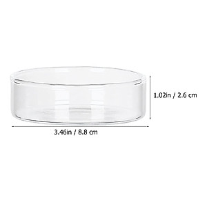 OSALADI Mini Glass Bowls Prep Serving Candy Dishes Cake Plate Ice Cream Cup Reptile Feeding Dish Tray for Kitchen Dessert Dips Sauces Condiments, Transparent, 8.8X8.8X2.6CM, UFU5211T25E17V