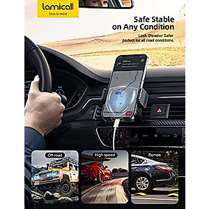 Lamicall Car Vent Phone Mount Phone Holder for Car Air Vent Clip in Vehicle [Big Phone & Thick Cases Friendly] Hands Free Cell Phone Automobile Clamp Cradles, Fit for All iPhone Samsung Phones