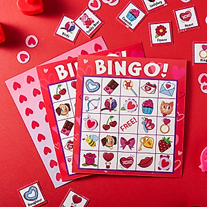 JOYIN 28 Players Valentine's Day Bingo Set, Game Cards for Kids School Classroom Party Supplies, Family Activity