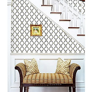 Timeet Black and White Trellis Wallpaper Peel and Stick Wallpaper 17.7"x78.7" Self Adhesive Removable Wallpaper Waterproof for Shelf Liner Drawer Room Wall Decor Film Vinyl Roll