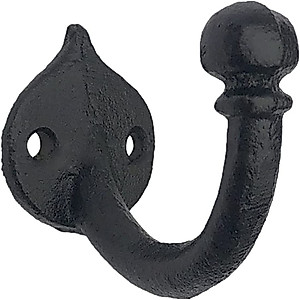 DPOWERFUL Rustic Cast Iron Coat Hooks with ball tip clothes hooks wall hooks antique cast iron single hooks for screwing hangers black for bathroom wardrobe living room (3 Pack)