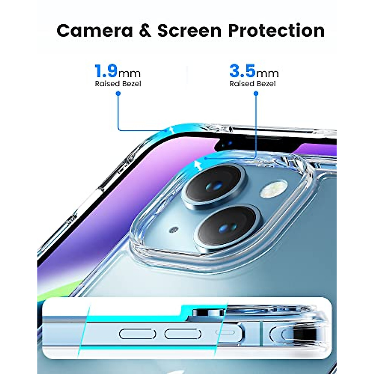 Mkeke for iPhone 14 Case & iPhone 13 Case Clear, [Anti Yellowing] Phone Case for iPhone 13 & 14 with Protective Bumper for Apple iPhone 14/iPhone 13 6.1''[Military Grade Protection]
