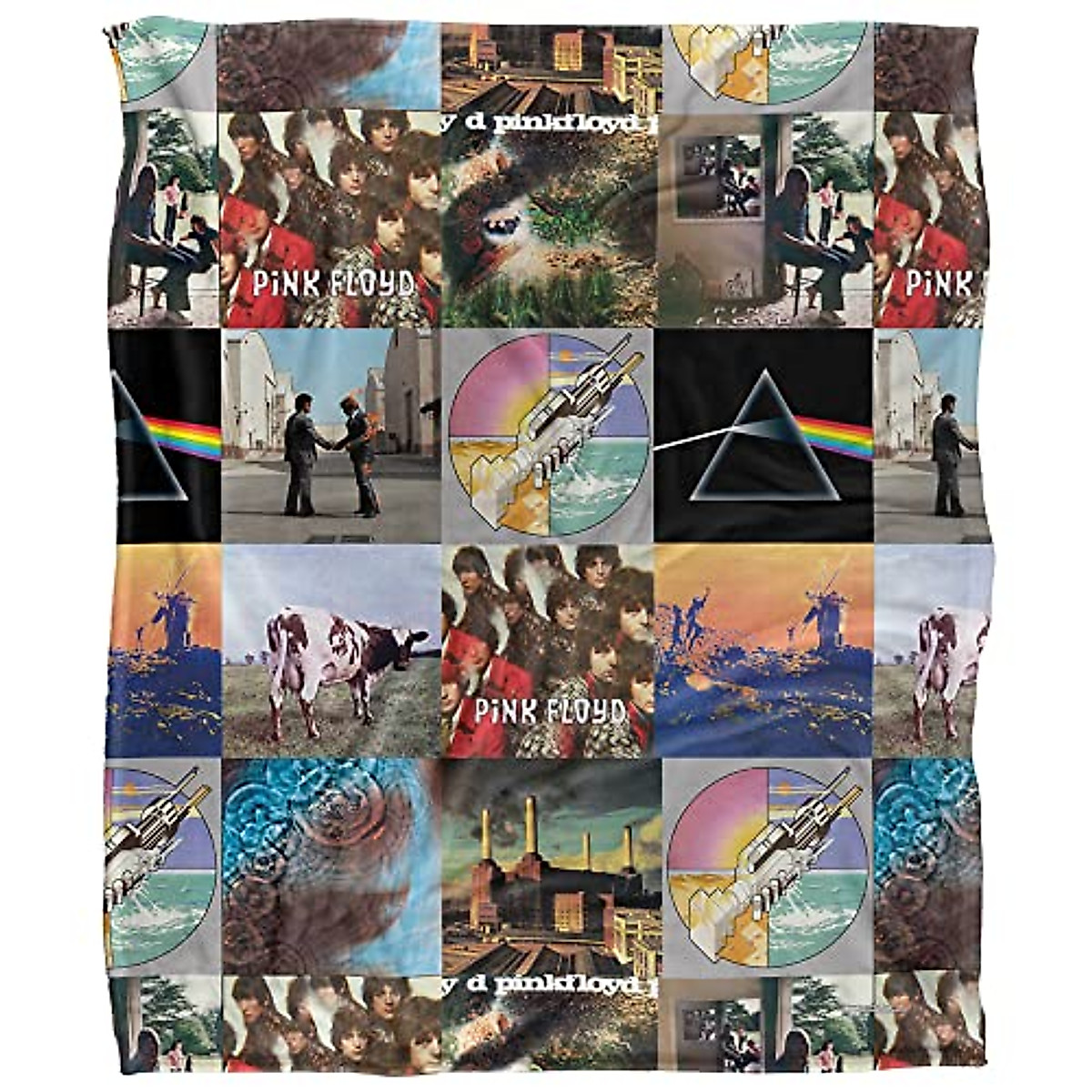 Pink Floyd Blanket, 50"x60" Album Covers Grid Pattern Silky Touch Super Soft Throw Blanket