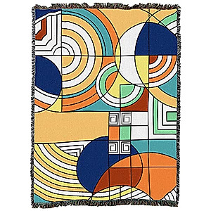 Pure Country Weavers Frank Lloyd Wright Hoffman Pinwheel Blanket - Mission Prairie School Style - Gift Tapestry Throw Woven from Cotton - Made in The USA (72x54)