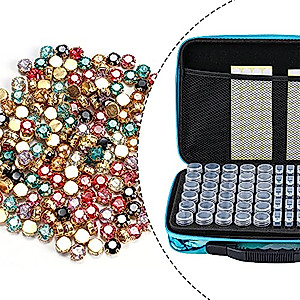 VTYHYJ Diamond Painting Storage Case with Tools 70 Slots Diamond Art Accessories Kit Shock-Proof Carrying Bag Container with Round and Square Beads Organizer, Funnel, Tays, Pens (Light Green)