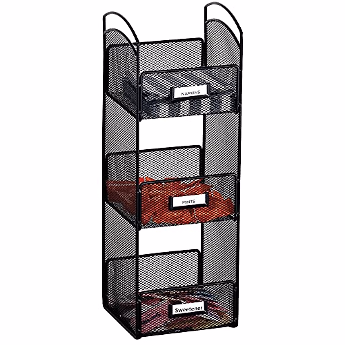 Safco 3290Bl Onyx Breakroom Organizers, 3 Compartments, 6 X 6 X 18, Steel Mesh, Black
