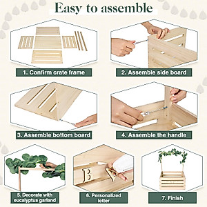 Barydat Large Wooden Baby Shower Crate Closet with Handle and Garland, 17.7inch Baby Shower Basket for Newborn Girl Boys Gifts Pregnancy New Parent(Wood Color)