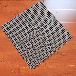 16Pack Drainage Interlocking Floor Tiles, 12”x12” Non-Slip Pool Bathtub Drain Tiles for Flooring, Soft PVC Splicing Modular Cushion Mat, Vented Floor Tiles for Locker Room Basement Stairs