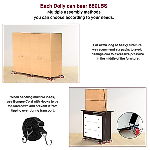 Heavy Duty Furniture Dolly with 5 Wheels, 3300 lbs Load Capacity for Easy Moving and Storage, Furniture Lift Mover Tool Set Perfect for Heavy Home or Office - Made of Premium Carbon Steel(4 Packs)